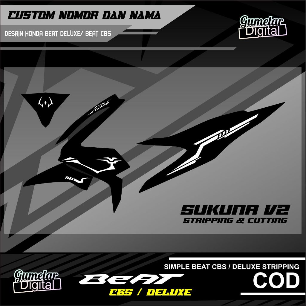 Jual Stiker Cutting Striping Honda Beat Deluxe Beat Street Sukuna Versi 2 Stiker Cutting Bukan 