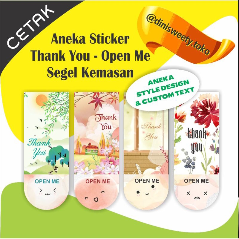 Jual STIKER LABEL SEGEL KEMASAN CUSTOM TEXT SIZE B THANK YOU OPEN ME ...