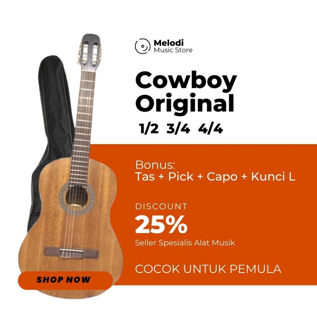 Jual Gitar Akustik Cowboy CG 100 3/4 Nylon Gitar Classic Tanam Besi Gitar Akustik Classic ...