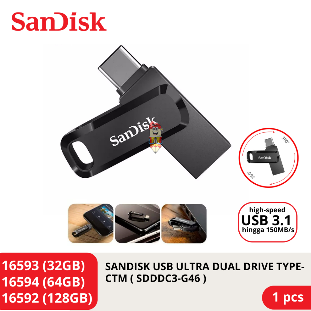 Jual USB Flash Disk Sandisk Ultra Dual Drive Go OTG Type C USB 3.1 ...