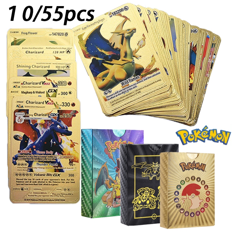 Jual 10/55 / Pcs Kartu Pokemon Black Gold Silver Pok Mon Charizard Versi Inggris Untuk Koleksi ...