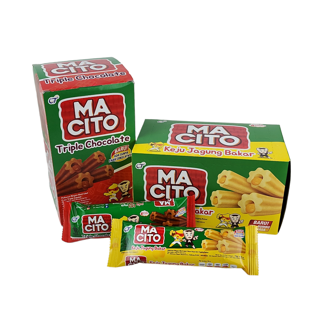 Jual Macito Snack Extrudat Keju Jagung Bakar BOX - Netto 10bks x 11 gr ...
