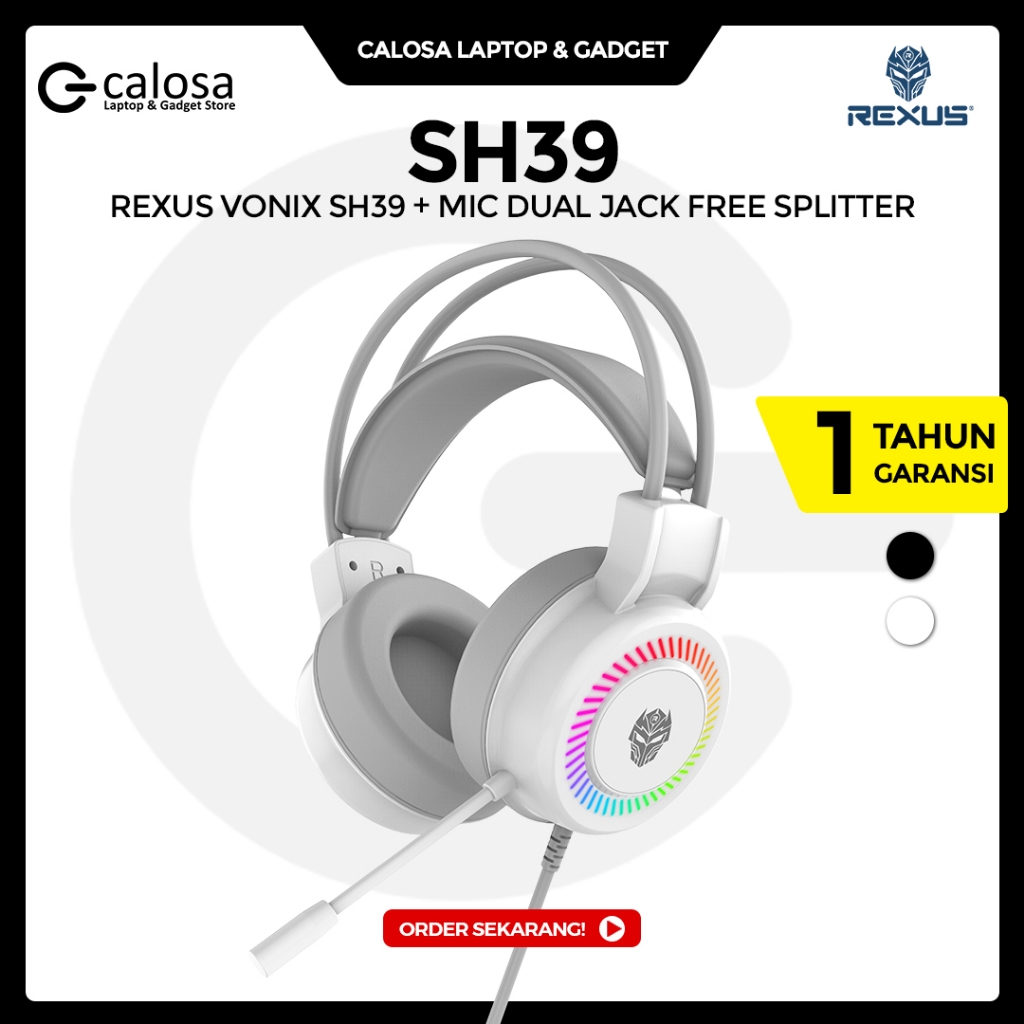 Jual HEADSET GAMING REXUS VONIX SH39 + MIC DUAL JACK FREE SPLITTER ...
