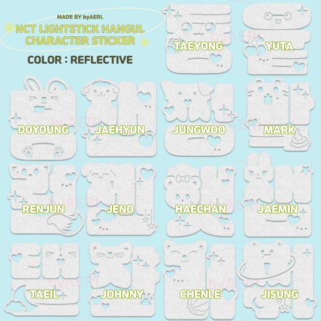 Jual N C T HANGUL CHARACTER LIGHTSTICK DECO STICKER REFLECTIVE HOLOGRAM ...