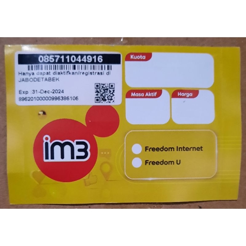 Jual kartu perdana im3 indosat 12 digit expired desember 2024 | Shopee ...