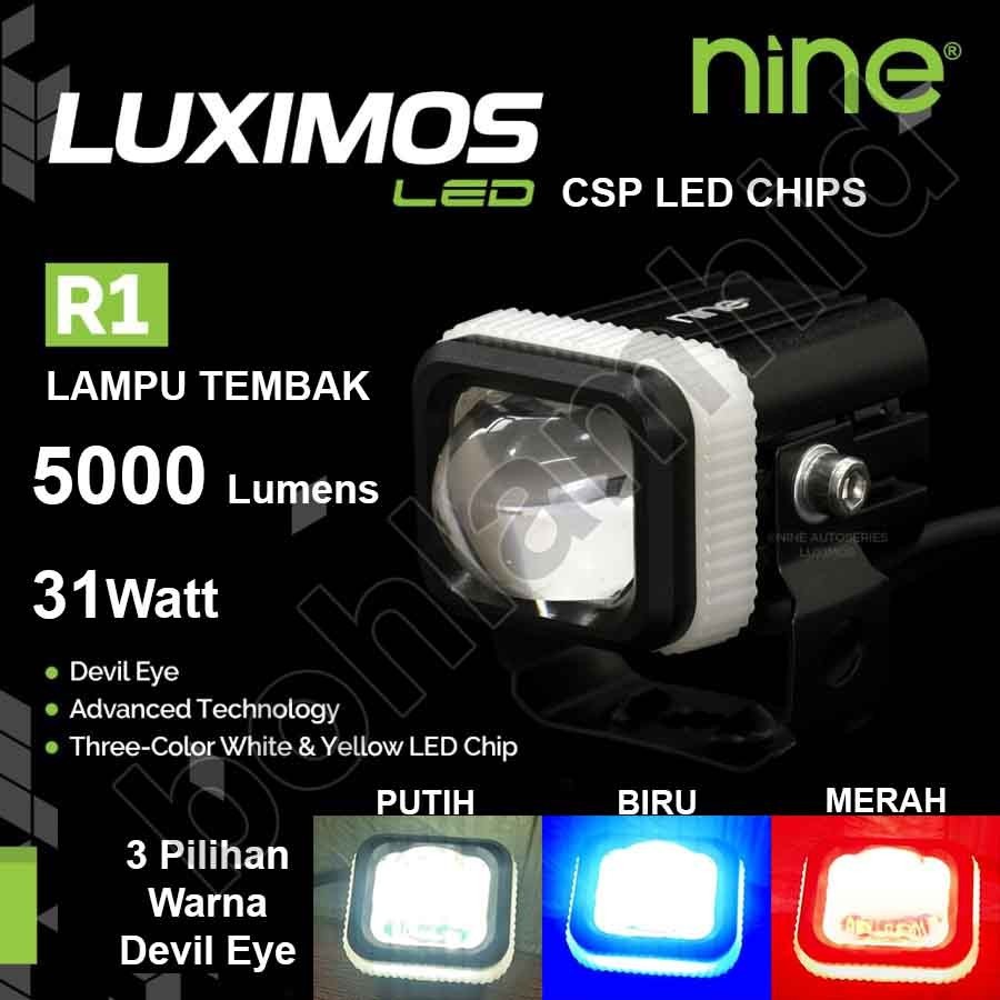 Jual Lampu LED Tembak Motor Mobil LUMINOS LUXIMOS R1 Devil Projektor Laser | Shopee Indonesia