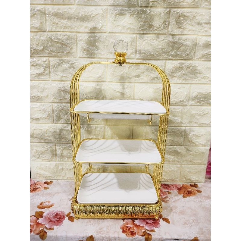 Jual tier piring kue/tempat kue sangkar tingkat 3/tempat kue sultan/wadah bolu cupcake | Shopee ...