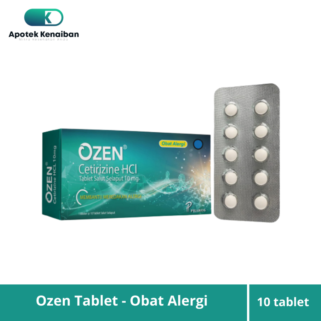 Jual OZEN CETIRIZNE 10 MG BLISTER @10 TABLET OBAT ALERGI / MEMBANTU ...