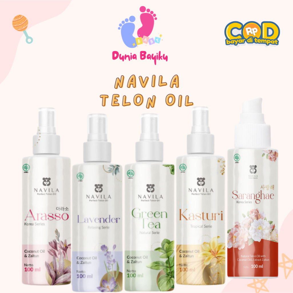 Jual Navila Telon Oil Wangi Aroma Arasso Kasturi Green Tea Lavender Saranghae 100ml | Shopee ...