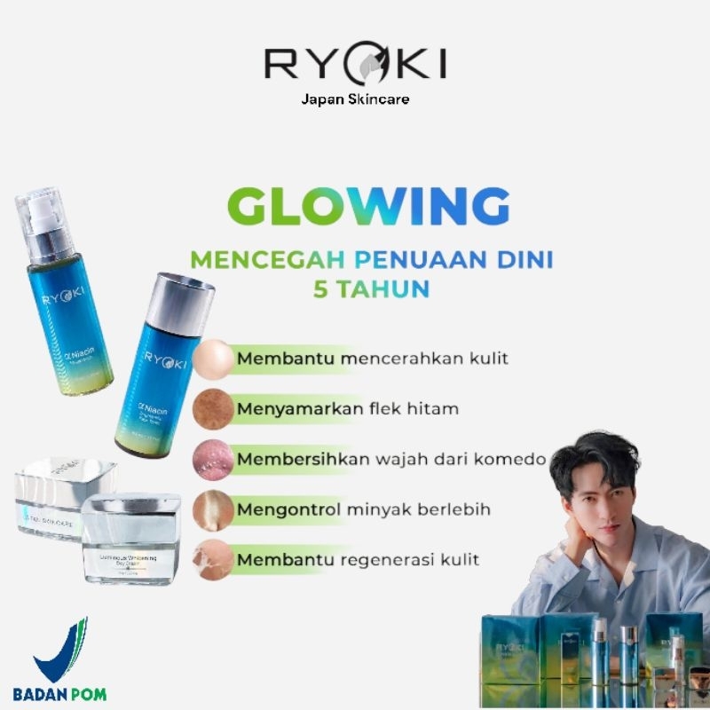 Jual Ryoki paket skincare pemutih wajah perawatan muka cream glowing ...