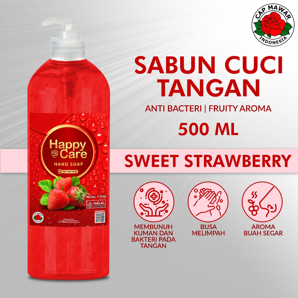 Jual Happy Care Sabun Cuci Tangan 500ml IZIN KEMENKES | Shopee Indonesia