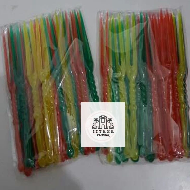 Jual garfu kue/garfu plastik/garfu buah/garfu puding/garfu warna warni ...