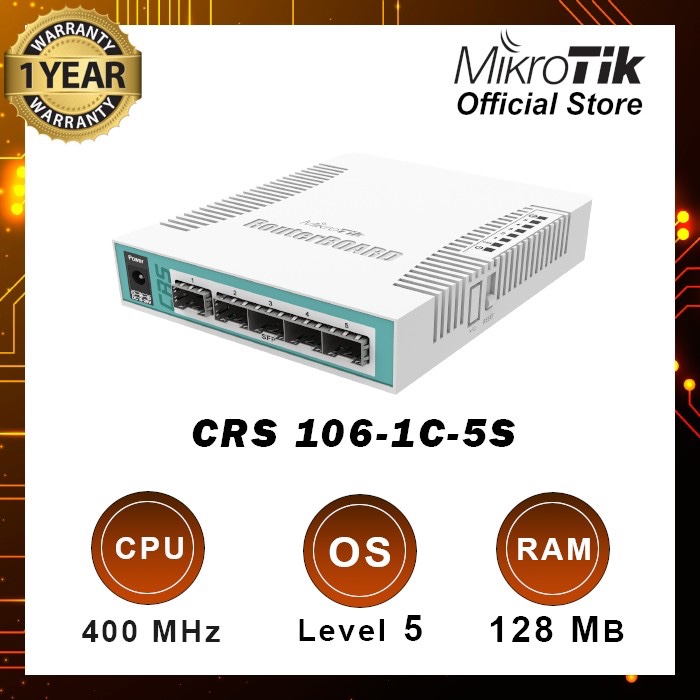 Jual MIkrotik CRS106-1C-5S , Switch 6 port gigabit SFP + 1 Ethernet | Shopee Indonesia