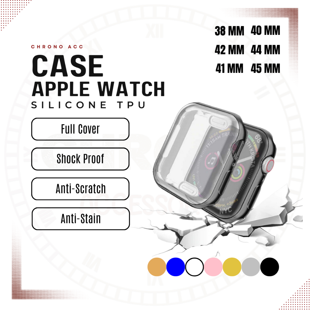 Jual Case Apple Watch Series 1 2 3 4 5 6 7 8 9 SE Tpi Cover iWatch Size ...