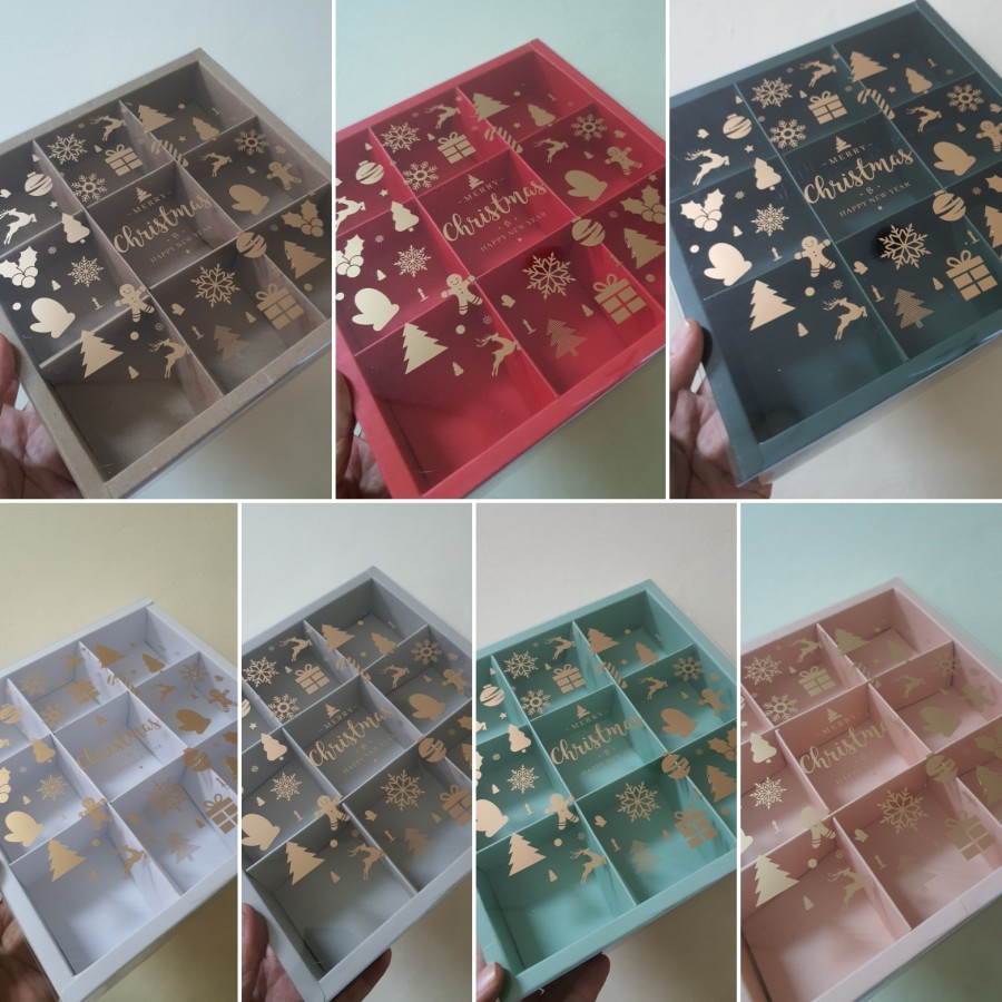 Jual Dus Mika Natal Sekat 9 " VARIAN WARNA " Ukuran 24 x 24 x 4.5 cm ...