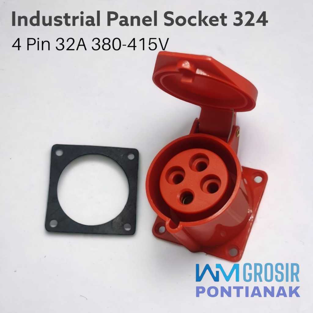 Jual Industrial Socket 324 Panel Mounting 4 Pin 32A | Shopee Indonesia