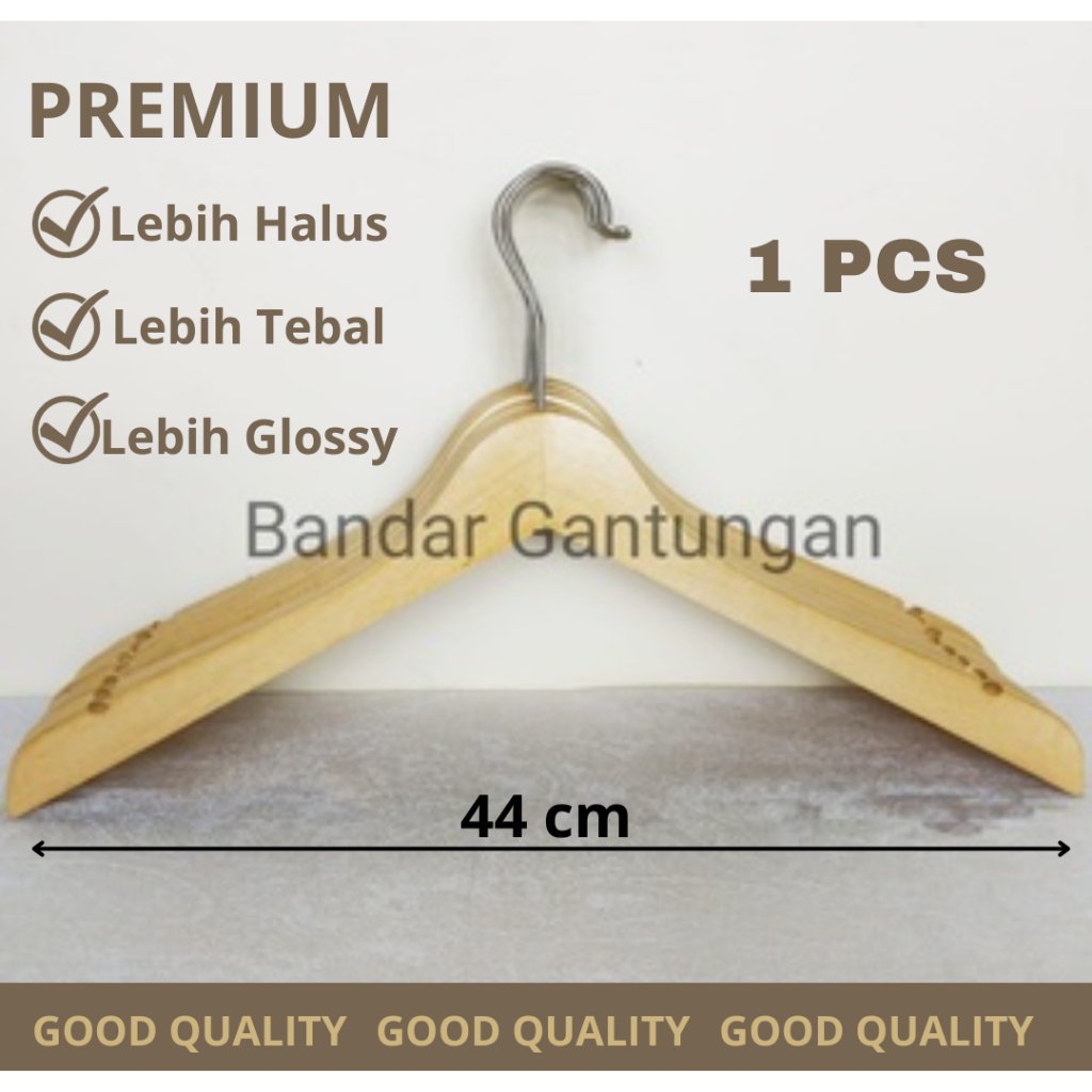 Jual Hanger Kayu PREMIUM Natural Dewasa Wood Gantungan Baju Hanger ...