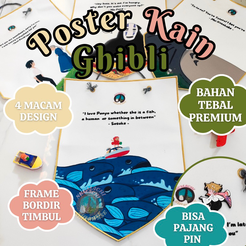 Jual POSTER KAIN PIN BANNER GANTUNG Dinding Fabric Tempel STUDIO GHIBLI ...