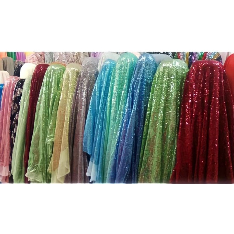 Jual bahan kain sequin kain seribu payet kain gaun mewah | Shopee Indonesia