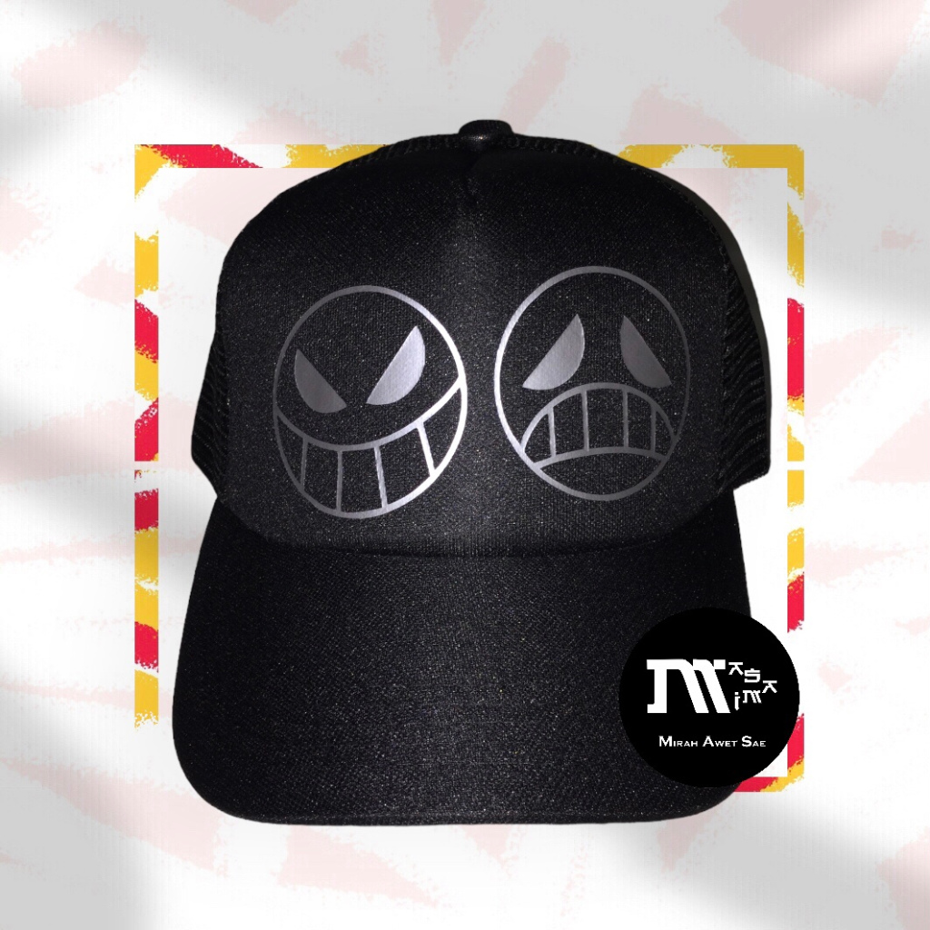 Jual Topi Trucker Hat Baseball Cap Distro Anime One Piece Portgas D ...