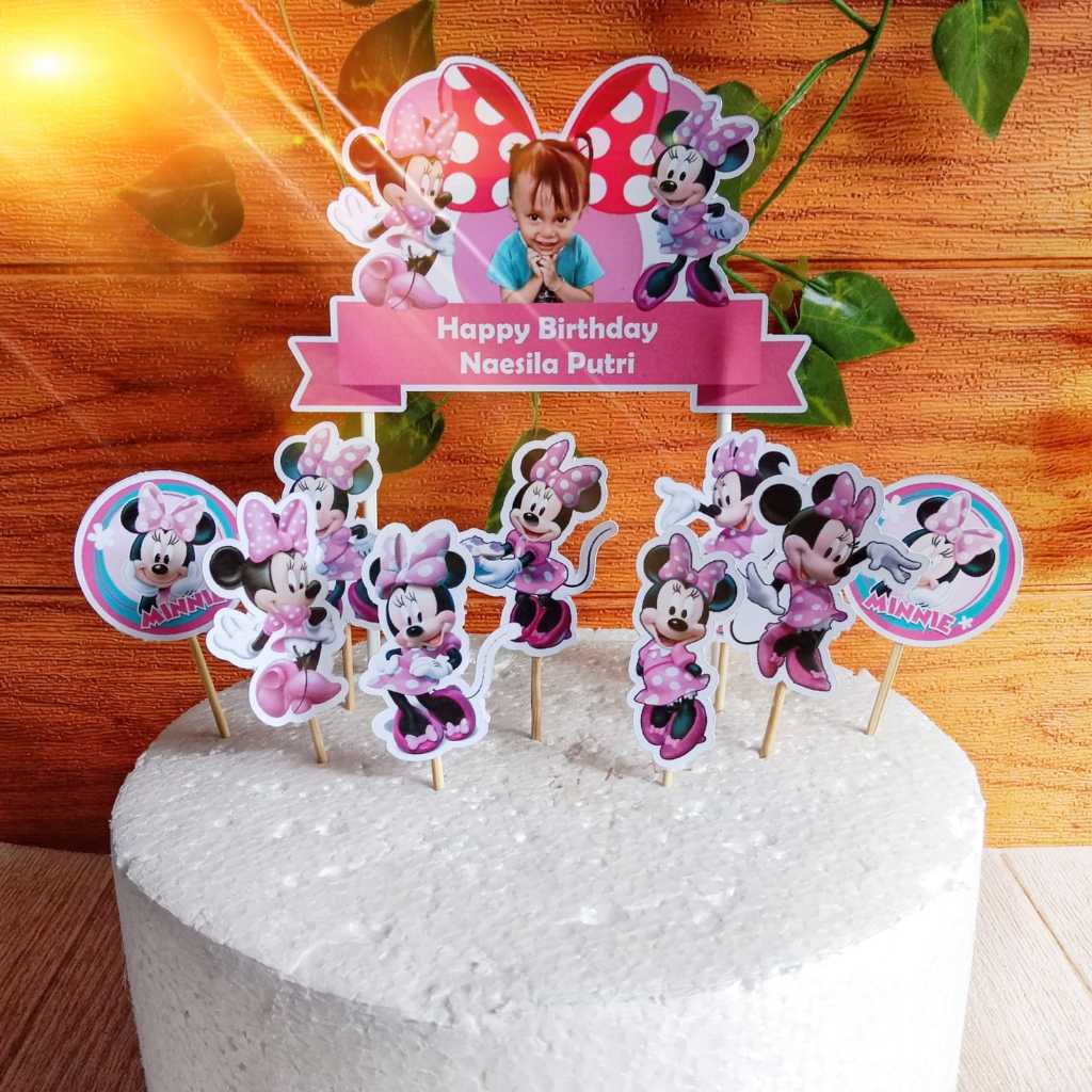 Jual Toper Minnie Mouse Custom Foto untuk Hiasan Kue Ulang Tahun ...