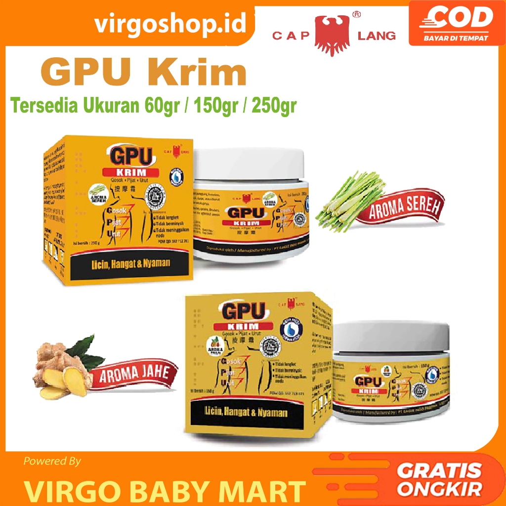 Jual Krim Gpu-Cream Gpu 60 Gr / 120 /150 Gr -Cream Pijat urut - Gpu ...