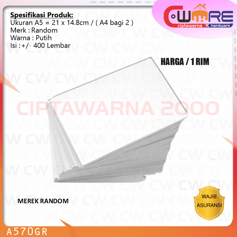 Jual Kertas A5 Hvs Putih 70Gr Neuro A4/2 perpack rim | Shopee Indonesia