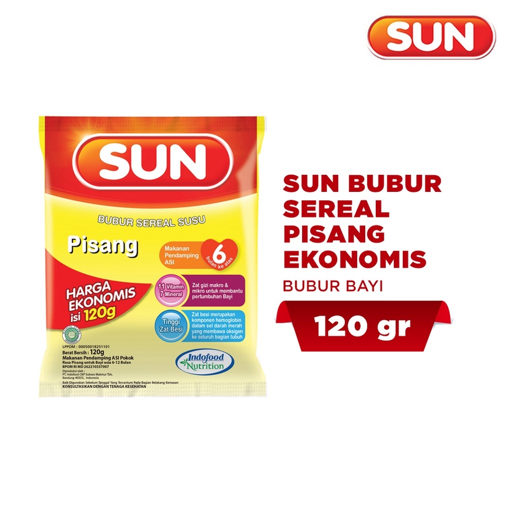 Jual SUN Bubur Bayi Sachet Kemasan Ekonomis 120gr - Bubur Sun 6 bulan ...