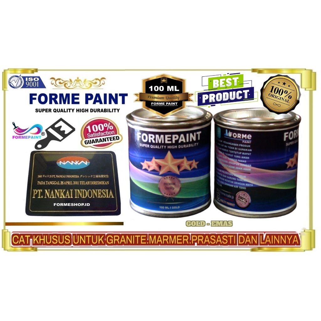 Jual CAT EMAS PREMIUM FORME PAINT ISI 100 ML UNTUK GRANITE.PRASASTI ...