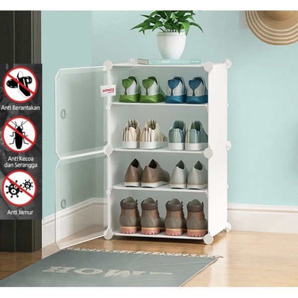 Jual Rak Sepatu Susun Lemari Sepatu Rak Sepatu Portable 4 Tingkat ...