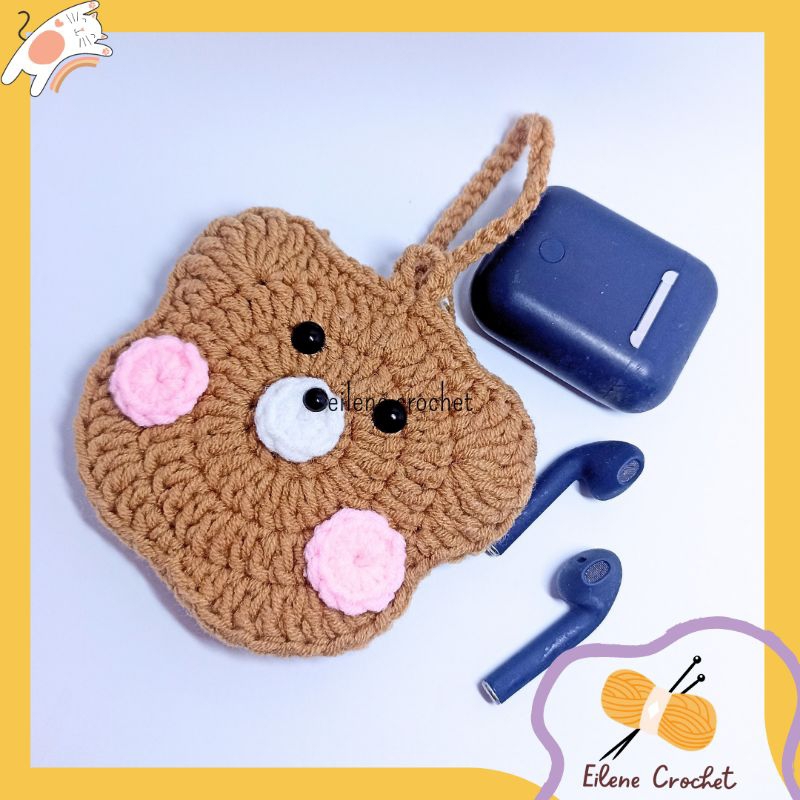 Jual Pouch TWS Airpod rajut beruang | bear pouch | pouch rajut beruang ...