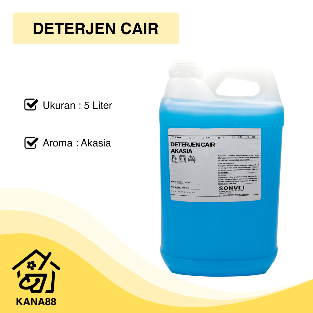 Jual Deterjen Cair Sonvel Jerigen 5 Liter Akasia Sabun Cuci Baju Pakaian | Shopee Indonesia
