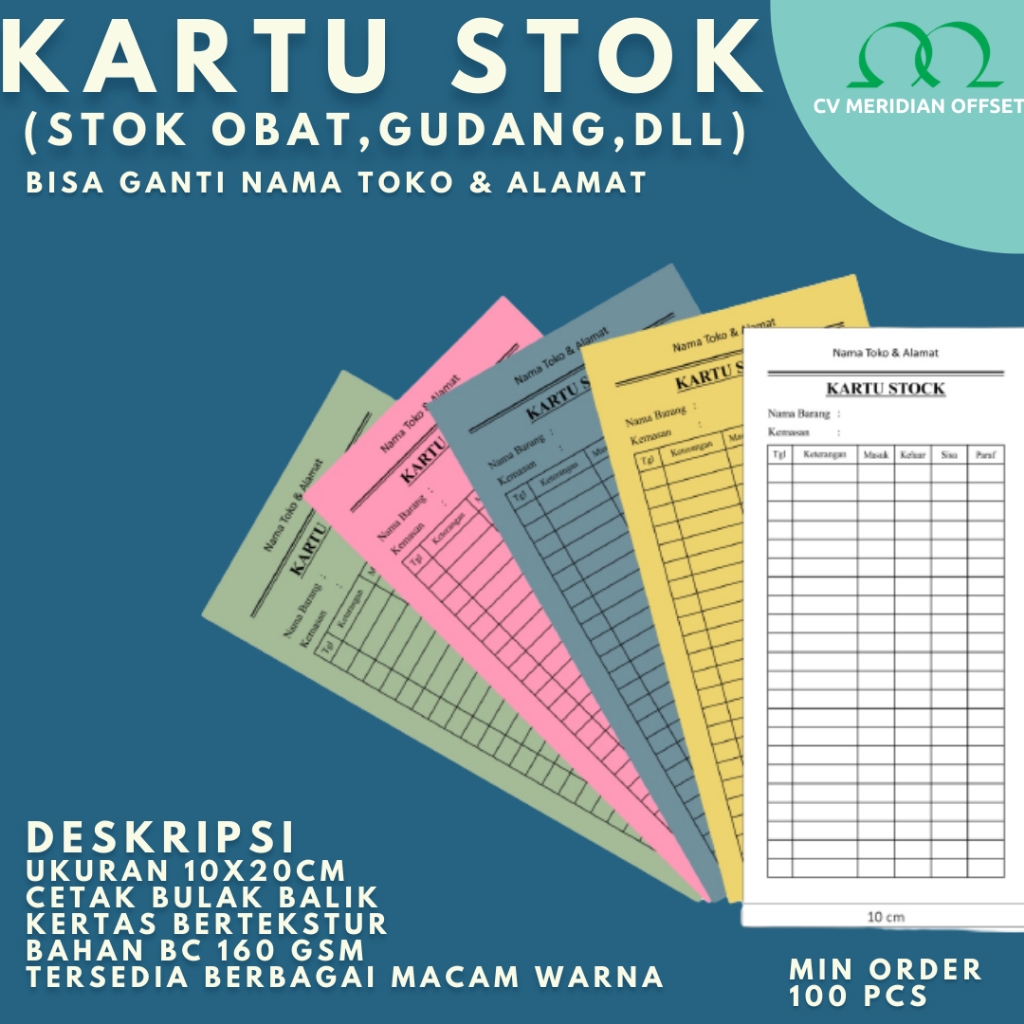 Jual Cetak kartu stok/kartu stock barang/kartu stock obat/kartu stok ...