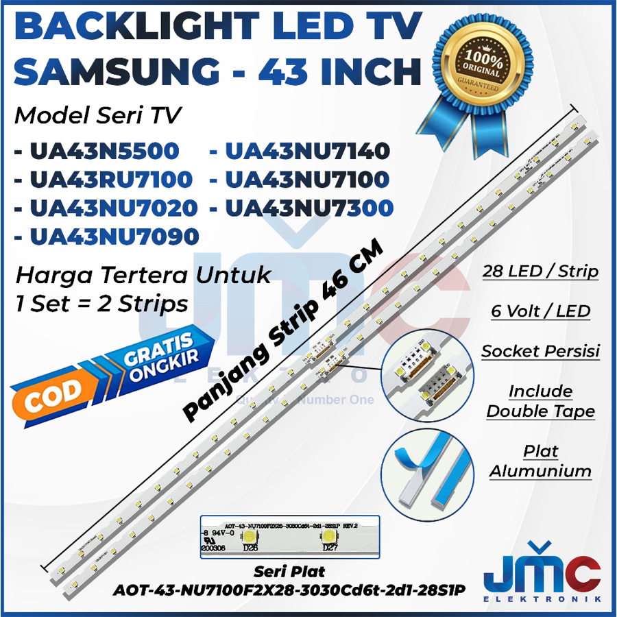 Jual BACKLIGHT TV LED SAMSUNG 43 INCH 43N5500 43NU7100 43RU7100 43NU7020 43NU7090 43NU7300 ...