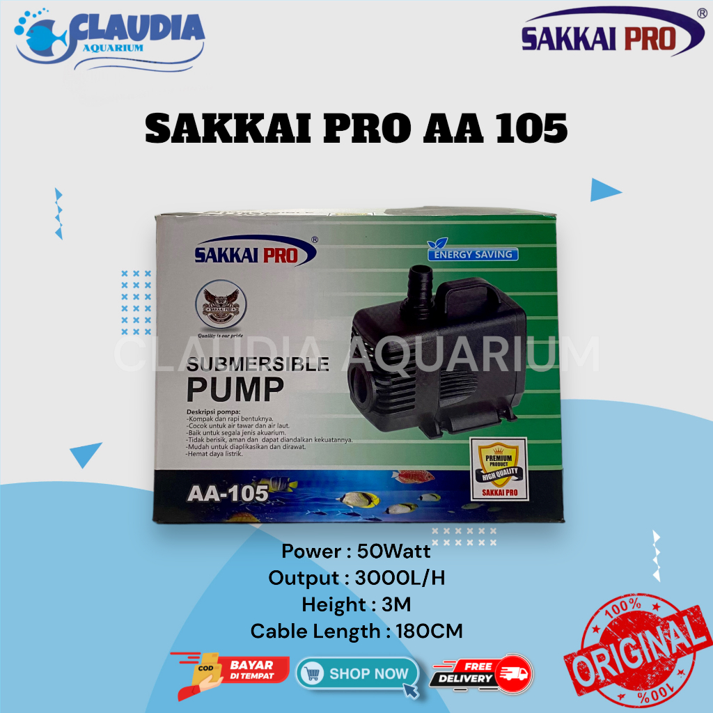 Jual Pompa Celup Submersible Pump SAKKAI PRO AA 105 50 Watt Aquarium ...