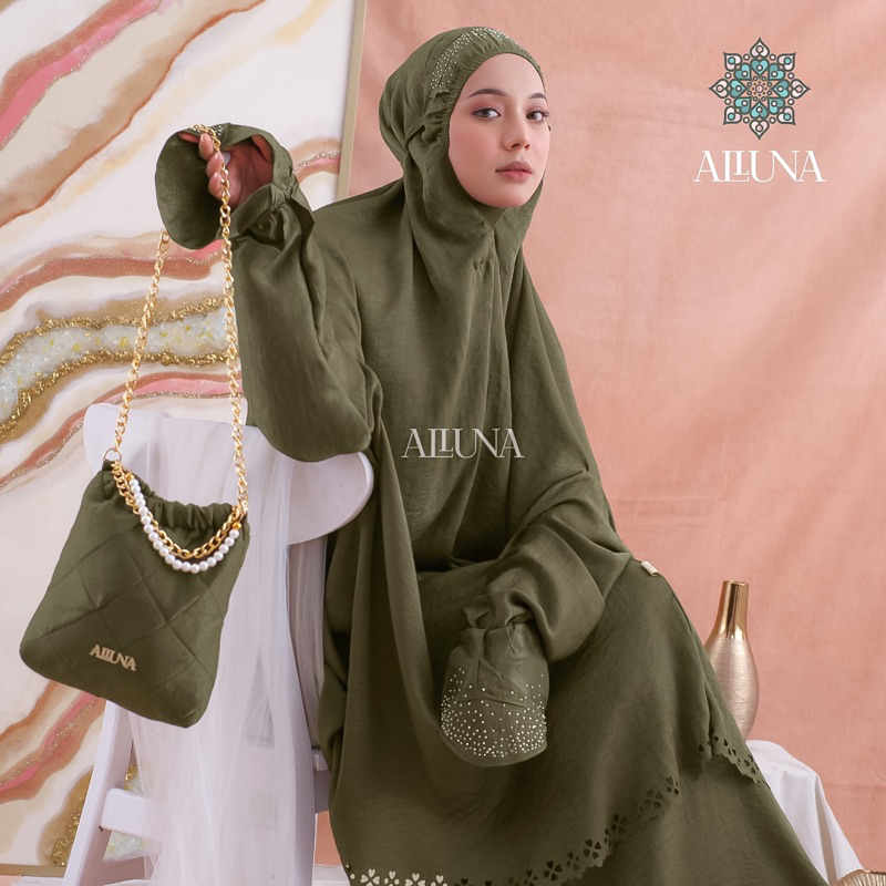 Jual ALLUNA - Mukena Dewasa Umroh Berlengan Menutup Dagu Lasercut ...