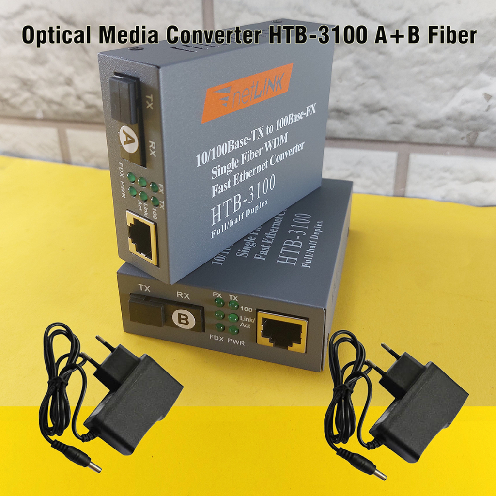 Jual Optical Media Converter HTB-3100 A+B Fiber RJ45 1 Pasang 25KM | Shopee Indonesia