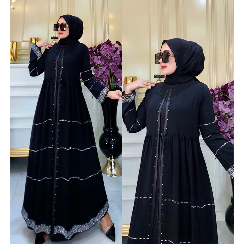 Jual GAMIS ABAYA TURKEY HITAM DUBAI MEWAH TERBARU PAYET SWAROVSKI SEMI ...