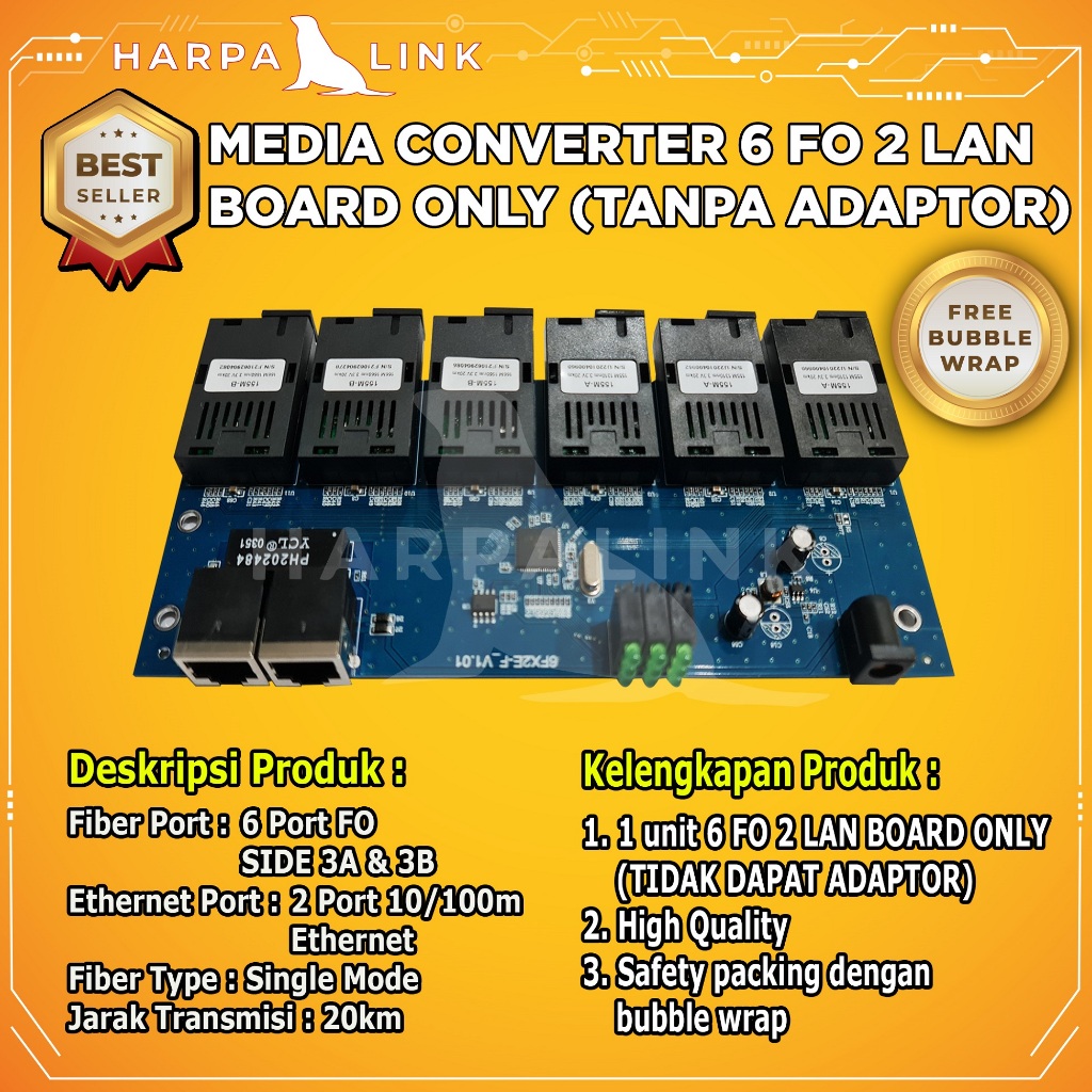 Jual Media Converter 6 FO 2 LAN 6 SC 2 RJ45 10/100 Mbps PCB Board Only / Switch Fiber Optic ...