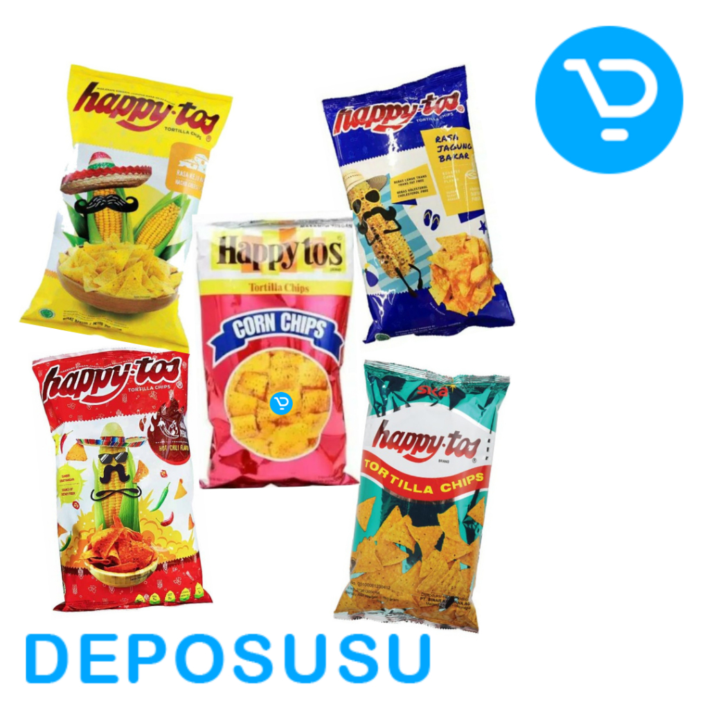 Jual HAPPYTOS Tortilla Corn Chips Keripik Jagung Biru Hijau Merah Hot ...