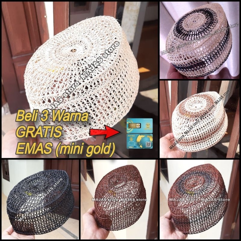 Jual Peci Rotan Akar Jangang (MOTIF LENGKAP) Songkok Kopiah Kalimantan | Shopee Indonesia