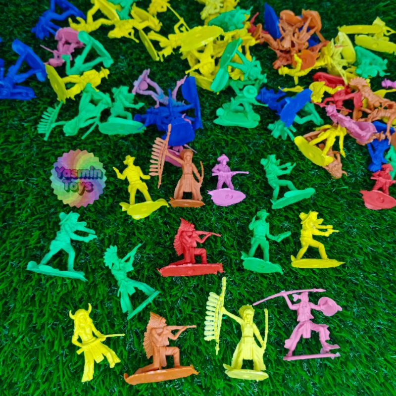 Jual 100cs Mainan Patung plastik bentuk dayak / koboi/indian | Shopee ...