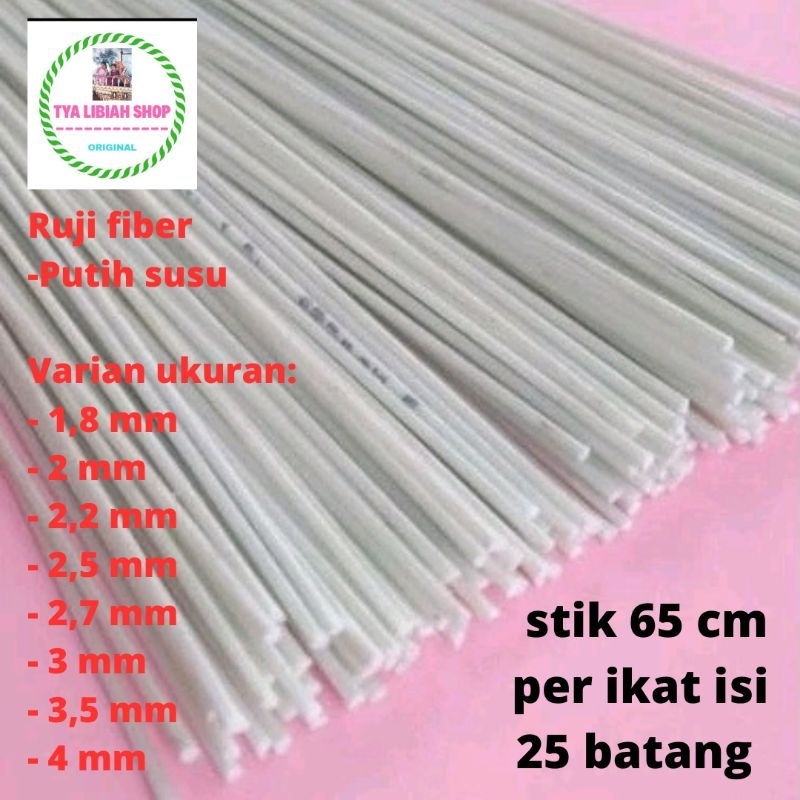 Jual 25 batang Ruji Jeruji Fiber Putih susu 1,8mm 2mm 2,2mm 2,5mm 2.7mm ...