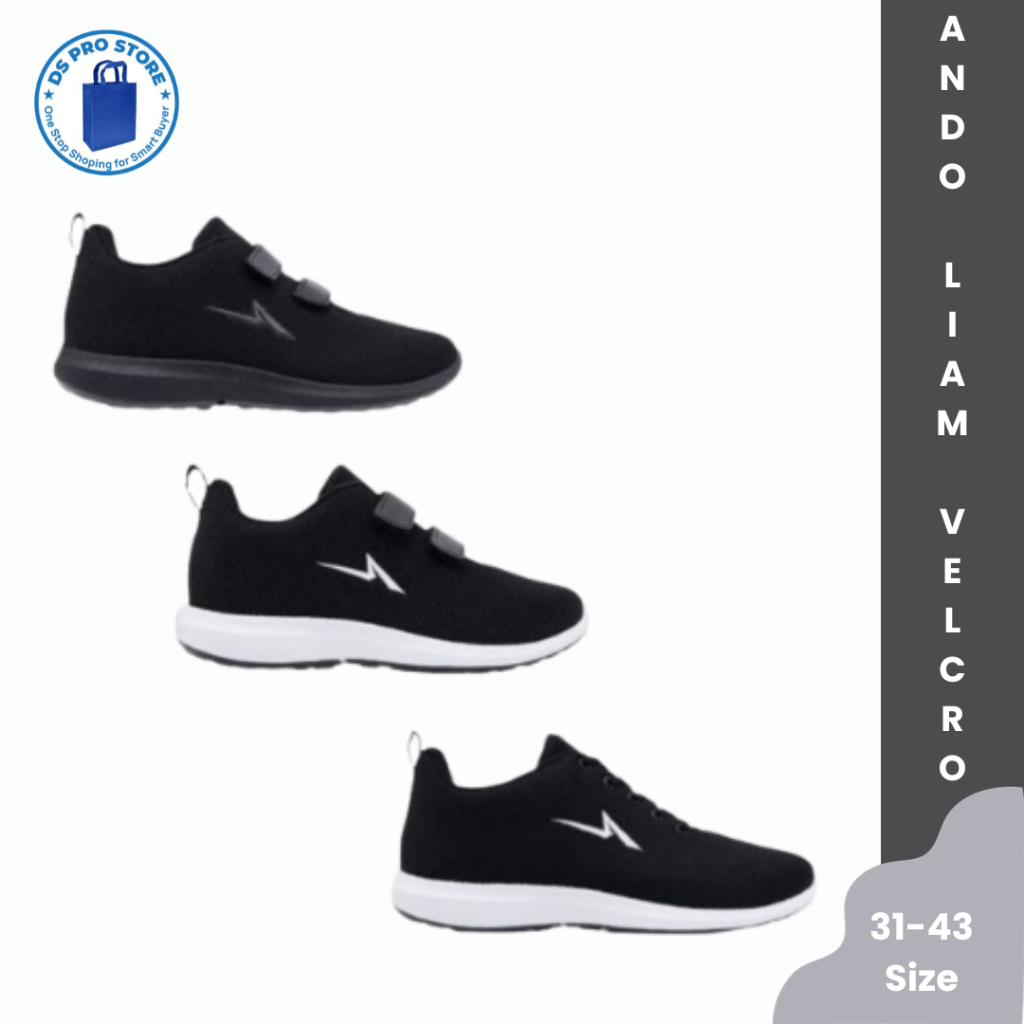 Jual PROMO SPECIAL SEPATU SEKOLAH ANDO LIAM VELCRO HITAM PUTIH DAN ...