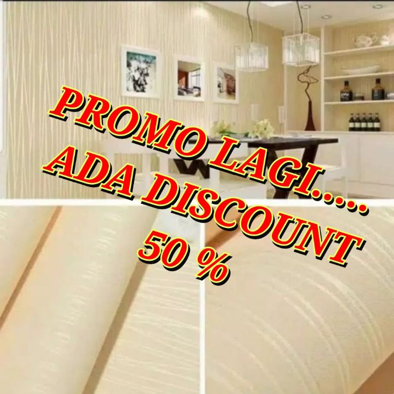 Jual Wallpaper Sticker Dinding Motif Salur Kream Polos Dan Timbul Mewah Elegan | Shopee Indonesia