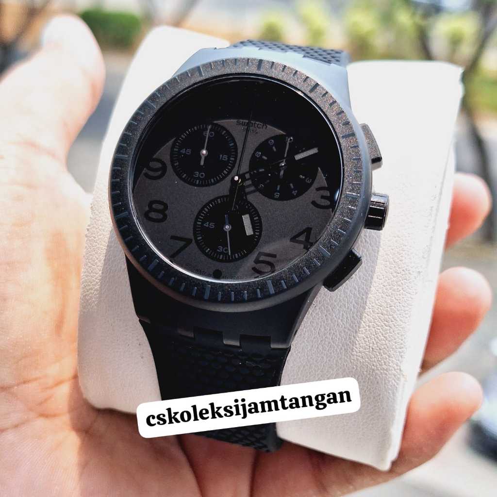 Jual JAM TANGAN PRIA SWATCH SUSB104 PEIGE BLACK ORIGINAL GARANSI RESMI ...