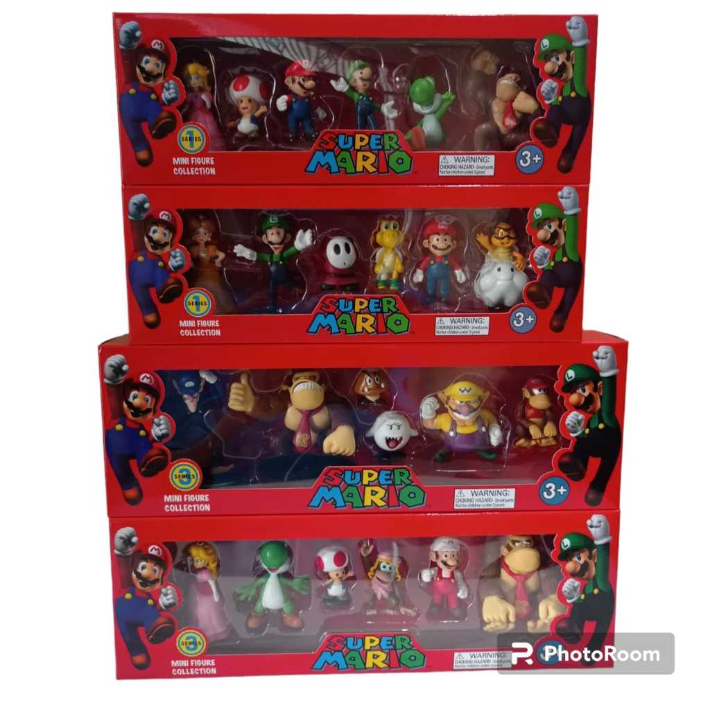 Jual Action Figure Super Mario Bros Set isi 6 pcs Mario Luigi Yoshi ...