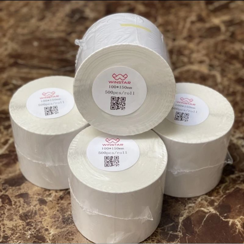 Jual LABEL STICKER THERMAL 100 X 150 BARCODE 100X150 UKURAN A6 HIQH ...