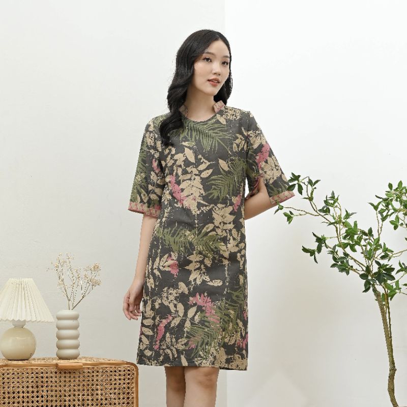 Jual Shiena fitted dress | batik cap halus indigo | Shopee Indonesia