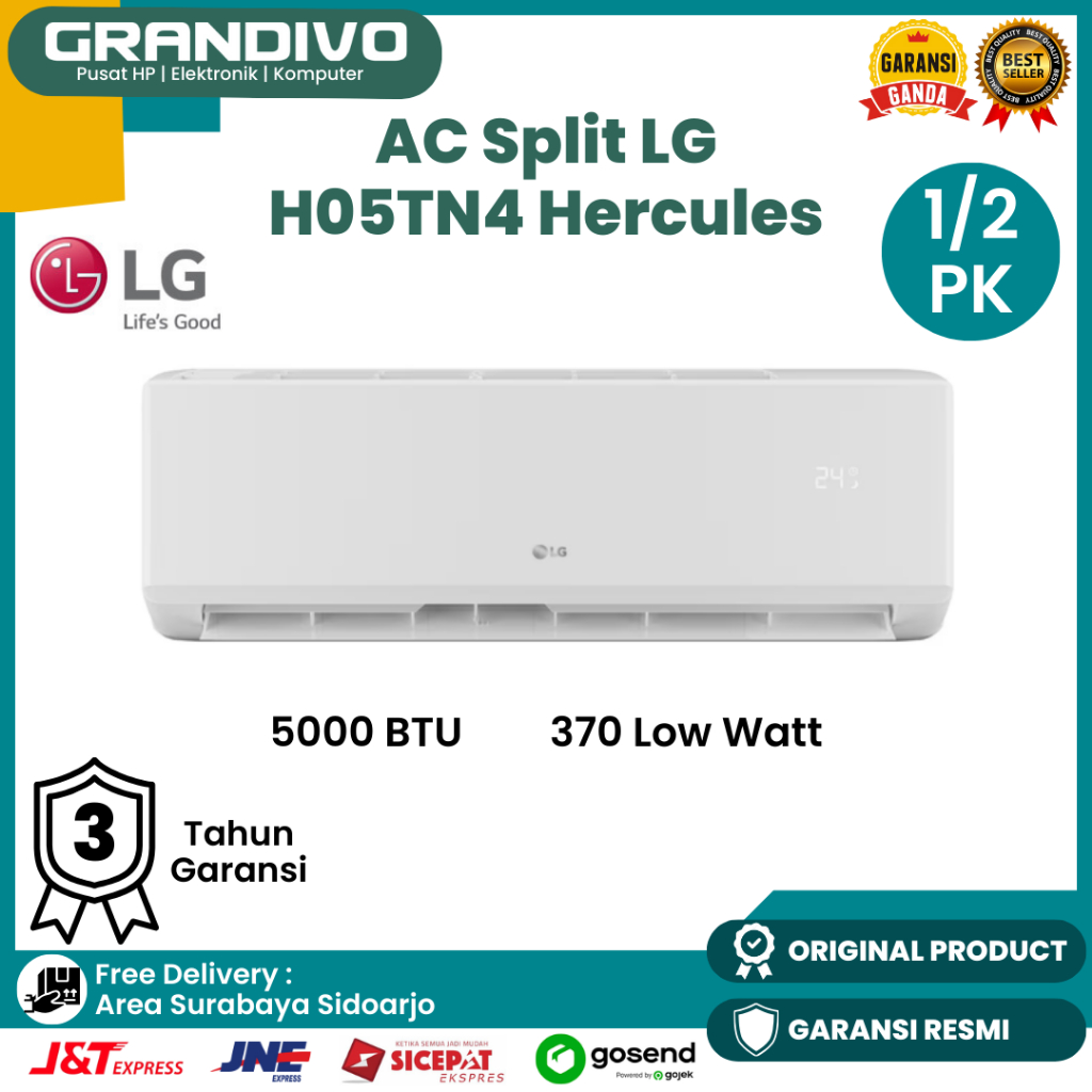 Jual AC Split LG 1/2PK H05TN4 Hercules 5000BTU Low Watt Garansi Resmi ...